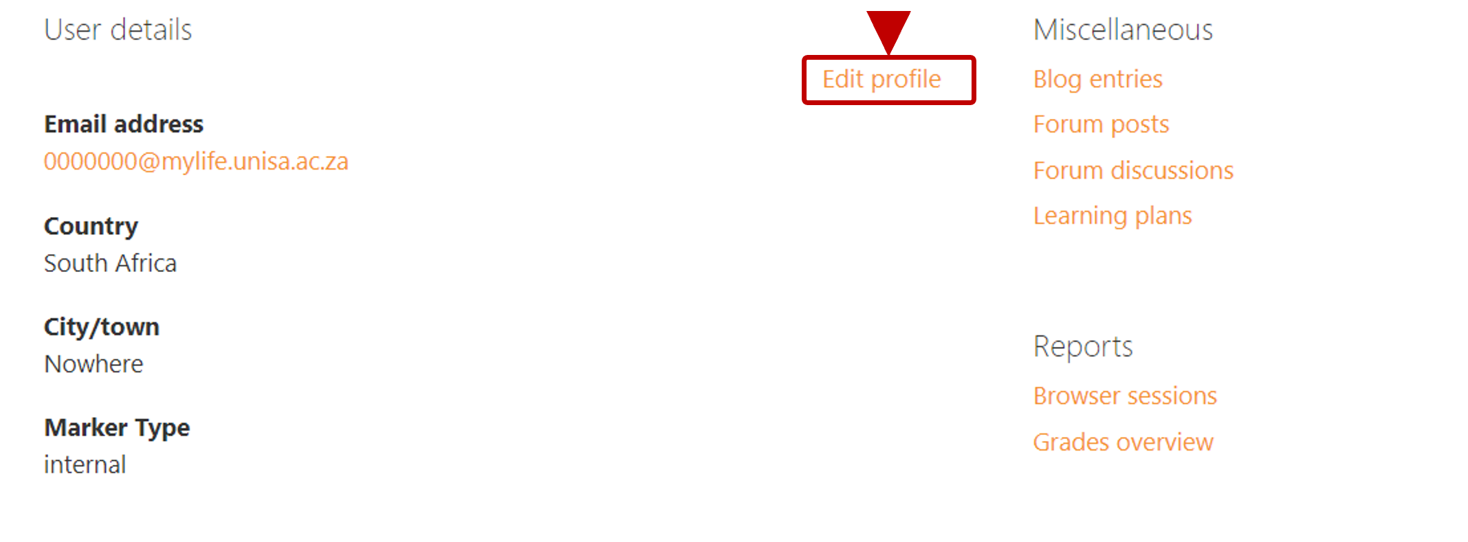 Section: Lesson 5: How do I view and edit my student profile? | STU-100: Basic Skills in Using ...